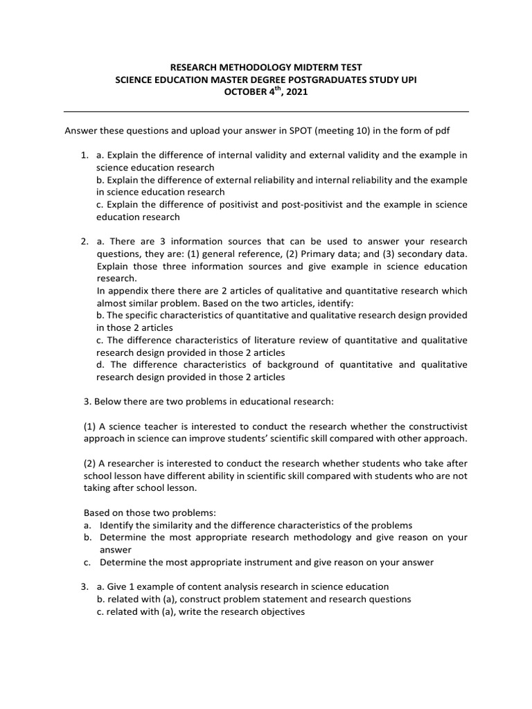 Research Methodology in Science Education | PDF | Quantitative Research ...
