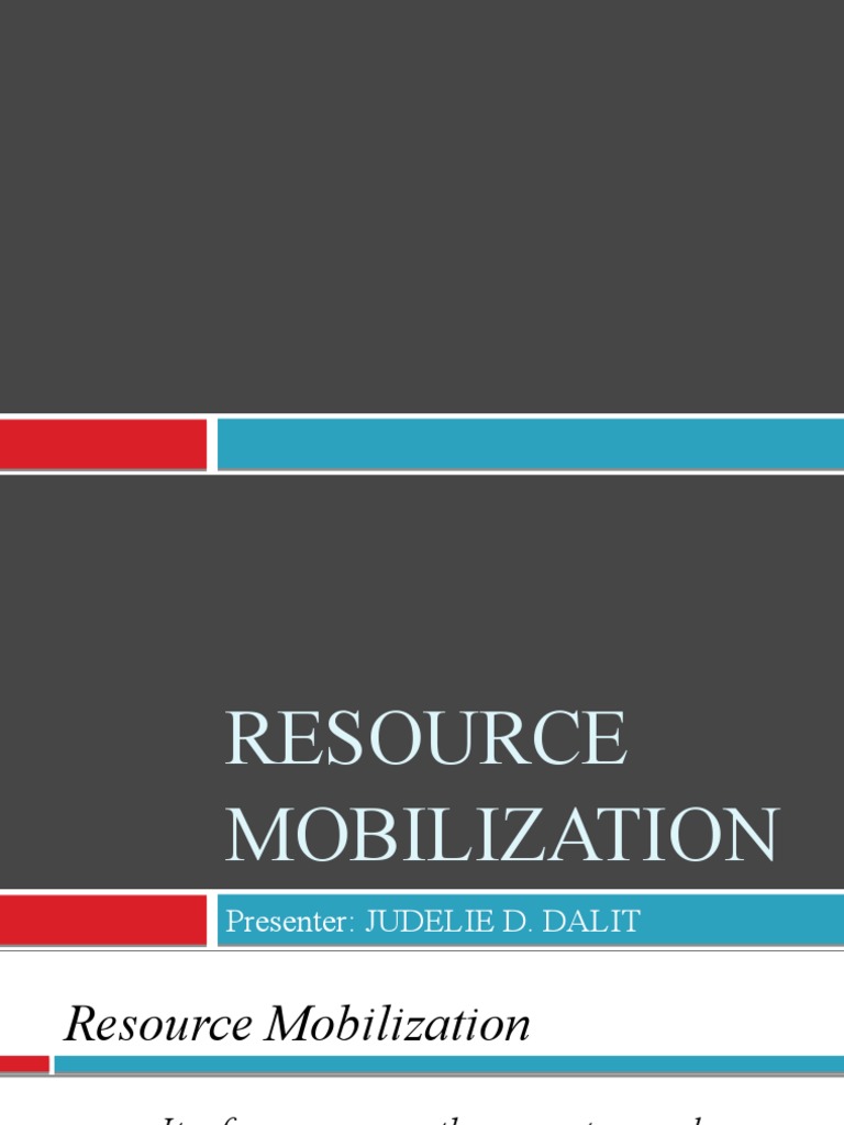 Resource Mobilization Pdf Resource Institution