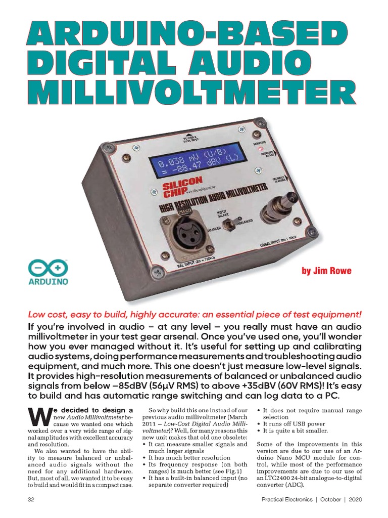 Arduino-Based Digital Audio Millivoltmeter | PDF