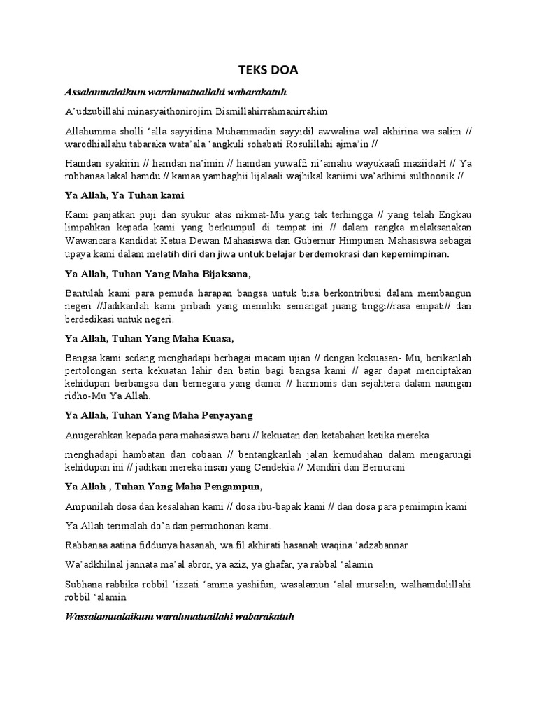 Teks Doa PEMIRA | PDF