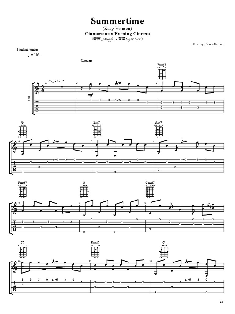 Summertime Chords for Ukulele | PDF | Musical Instruments | Guitar ...