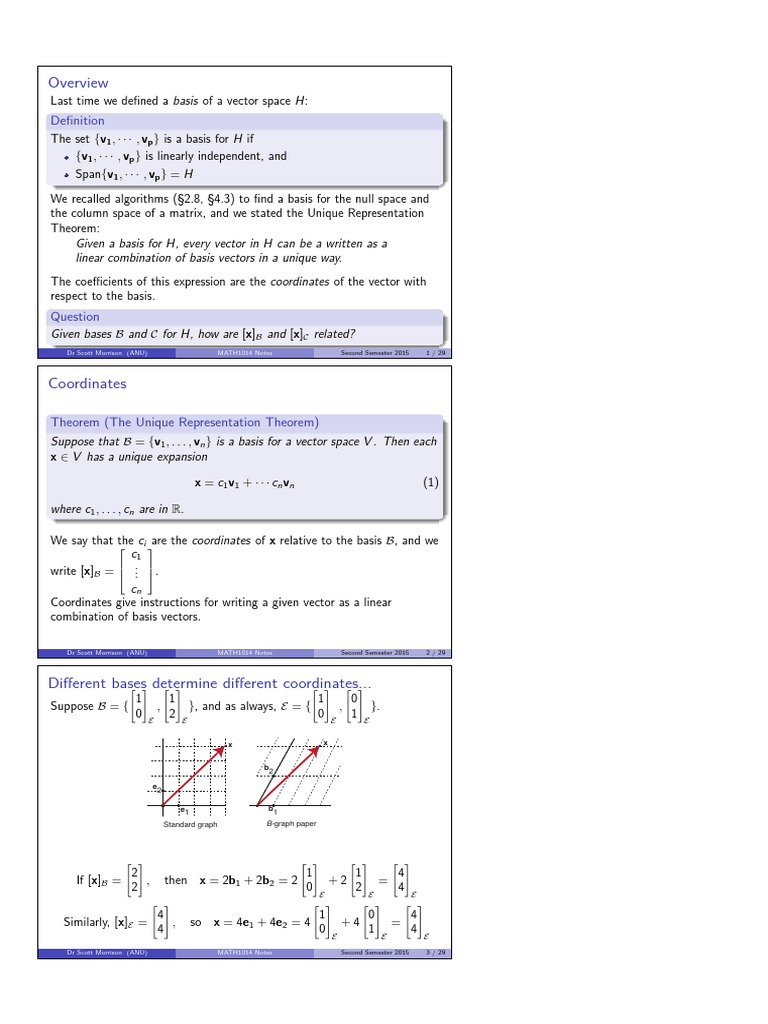 MATH1014 LinearAlgebra Lecture08.handout | PDF | Basis (Linear Algebra) | Vector Space