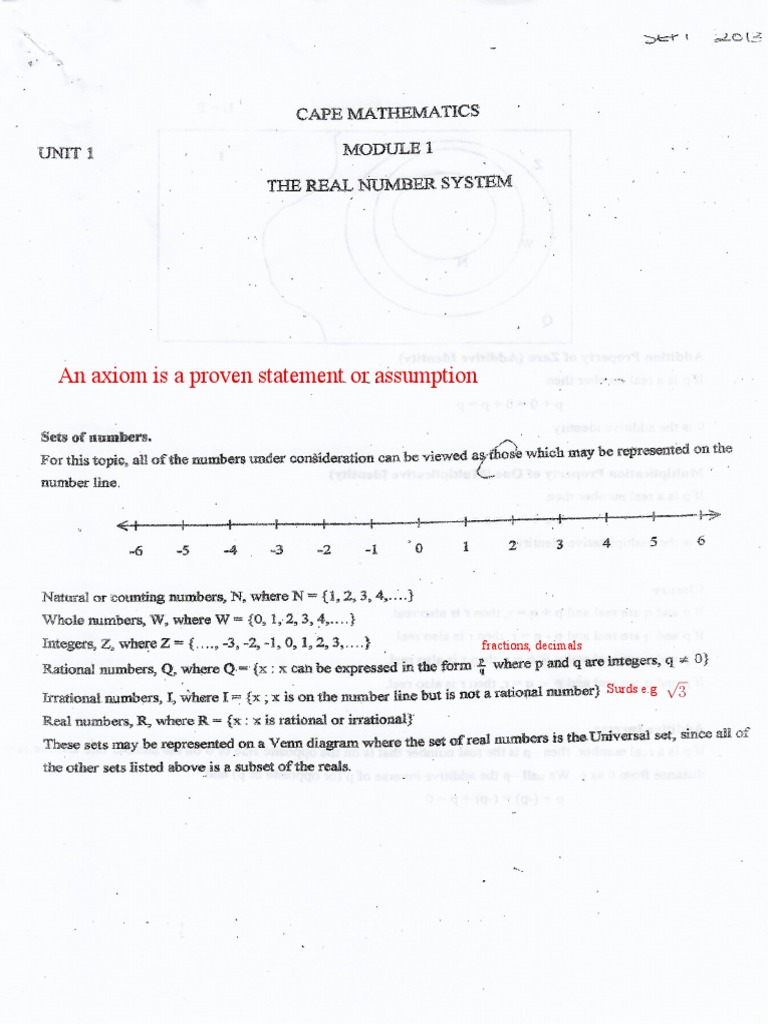 Real Number System Handout | PDF