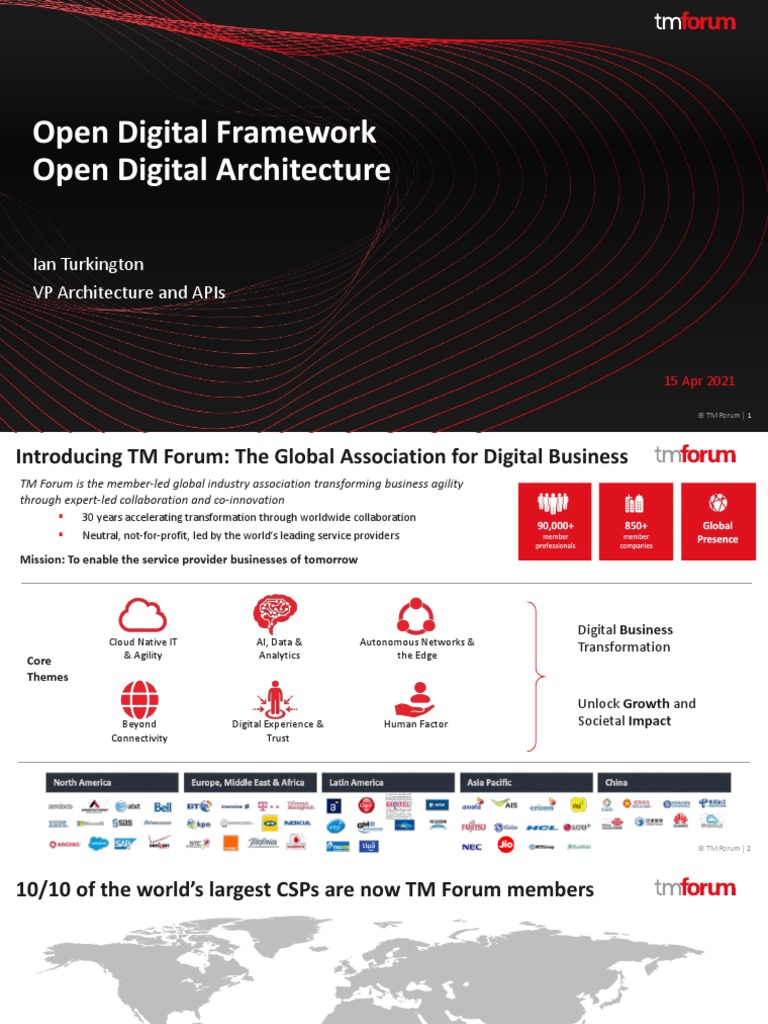 Open Digital Framework Open Digital Architecture: Ian Turkington VP ...