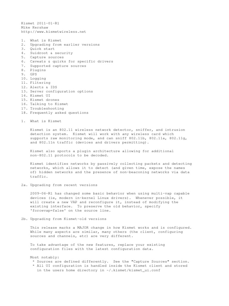 Kismet | PDF | Device Driver | Computer Network