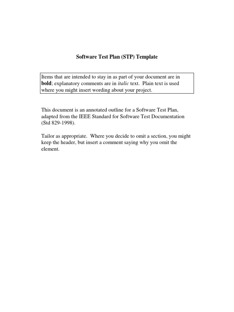 Software Test Plan (STP) Template | PDF | Software Testing | Computing