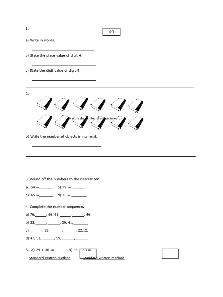 Year 2 Mathematics Exercise Guide | PDF