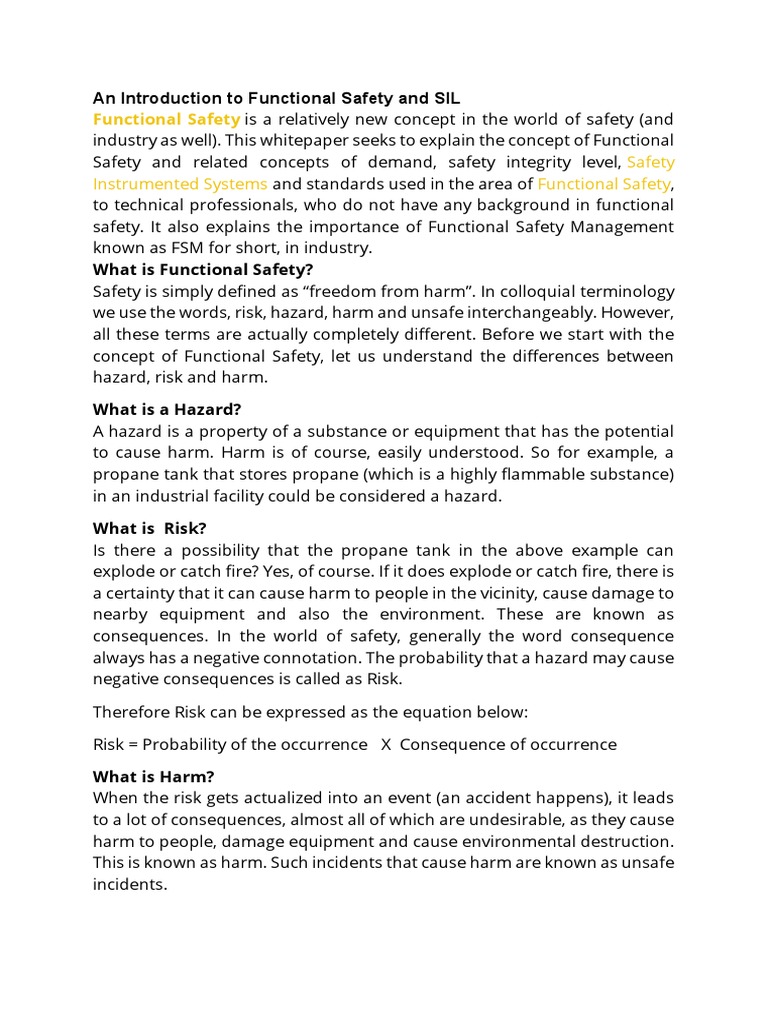 An Introduction to Functional Safety Concepts and SIL Levels | PDF ...