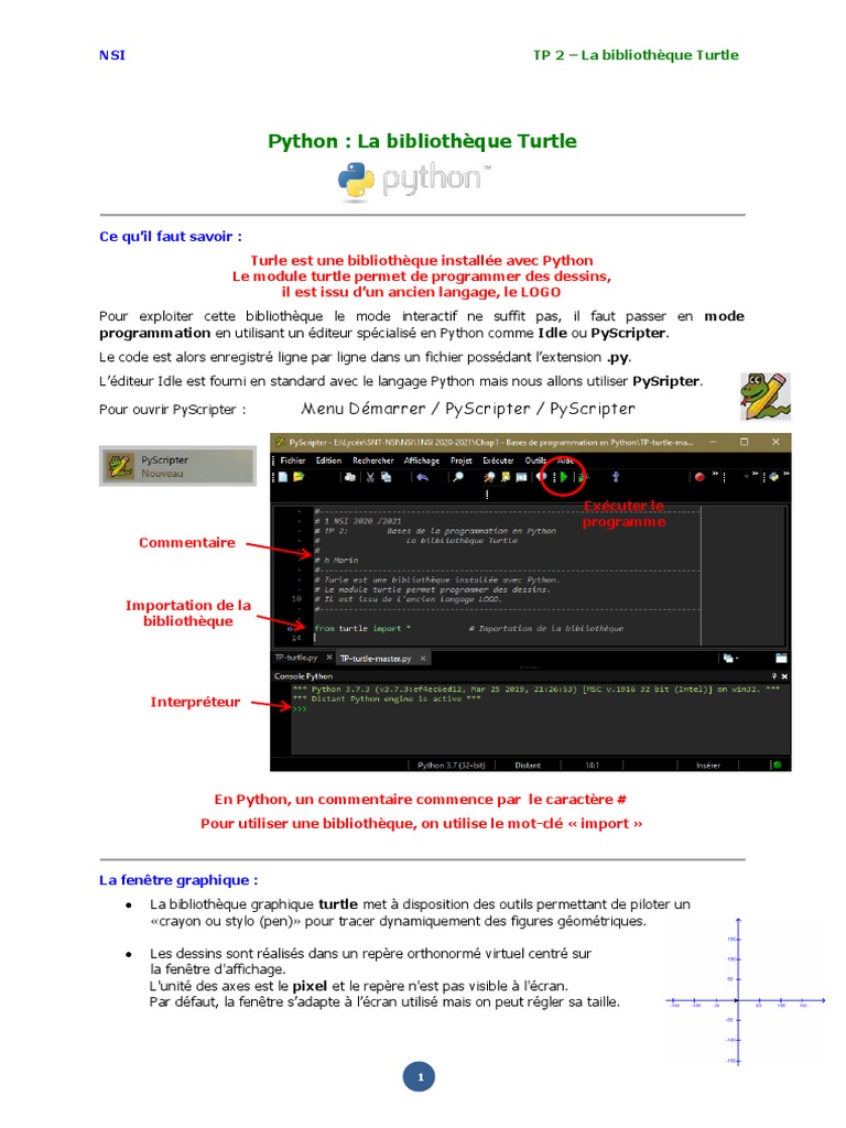 Chap1 TP2 Bibliotheque Turtle | PDF | Python (Langage de programmation) | Bibliothèque logicielle