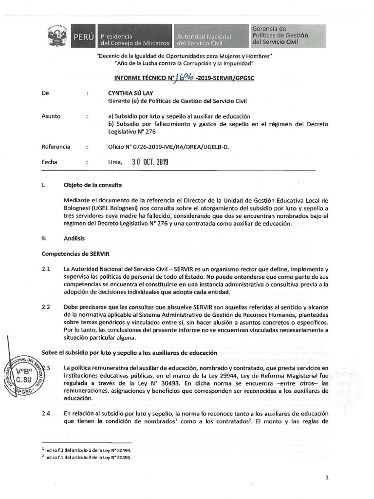Subsidio por Luto y Sepelio 276 | PDF | Salario | Corrupción política