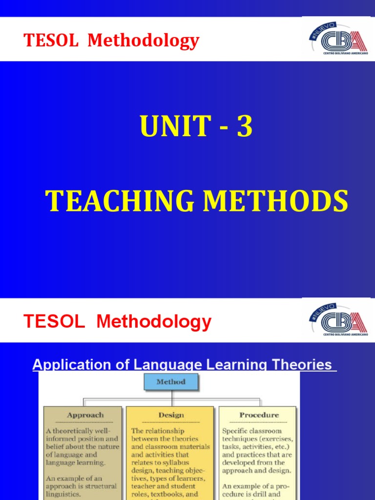 TESOL Methodology: Unit - 3 Teaching Methods | PDF | English As A ...