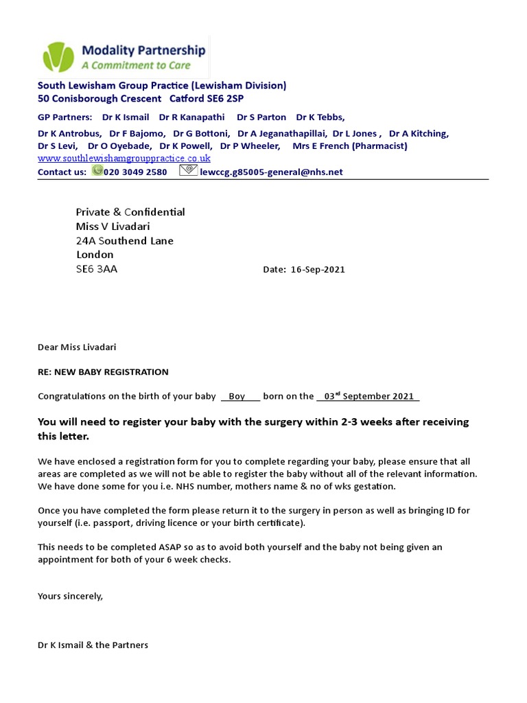 Private & Confidential Miss V Livadari 24A Southend Lane London Se6 3aa ...