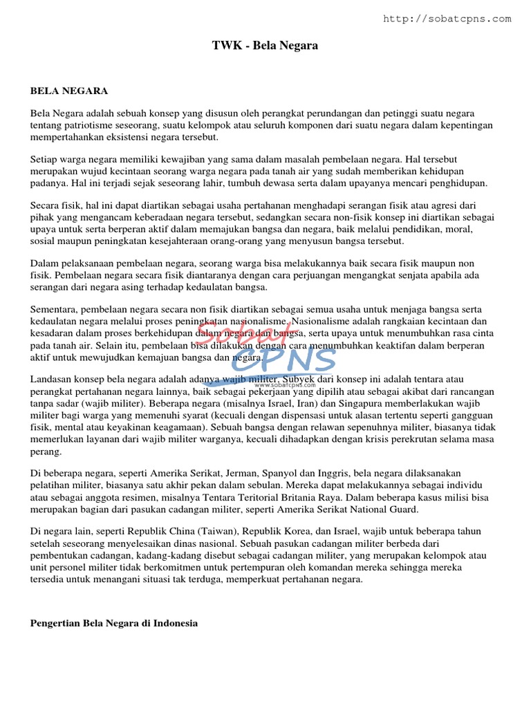 Materi - TWK Bela Negara 1 | PDF