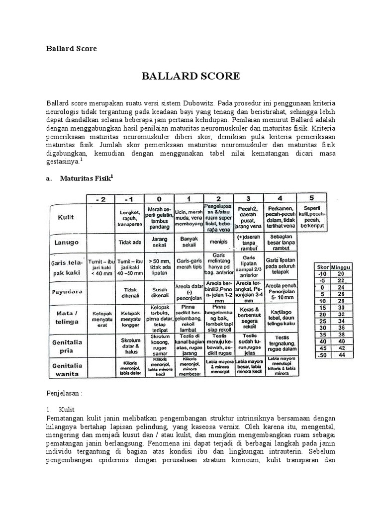 Ballard Score | PDF