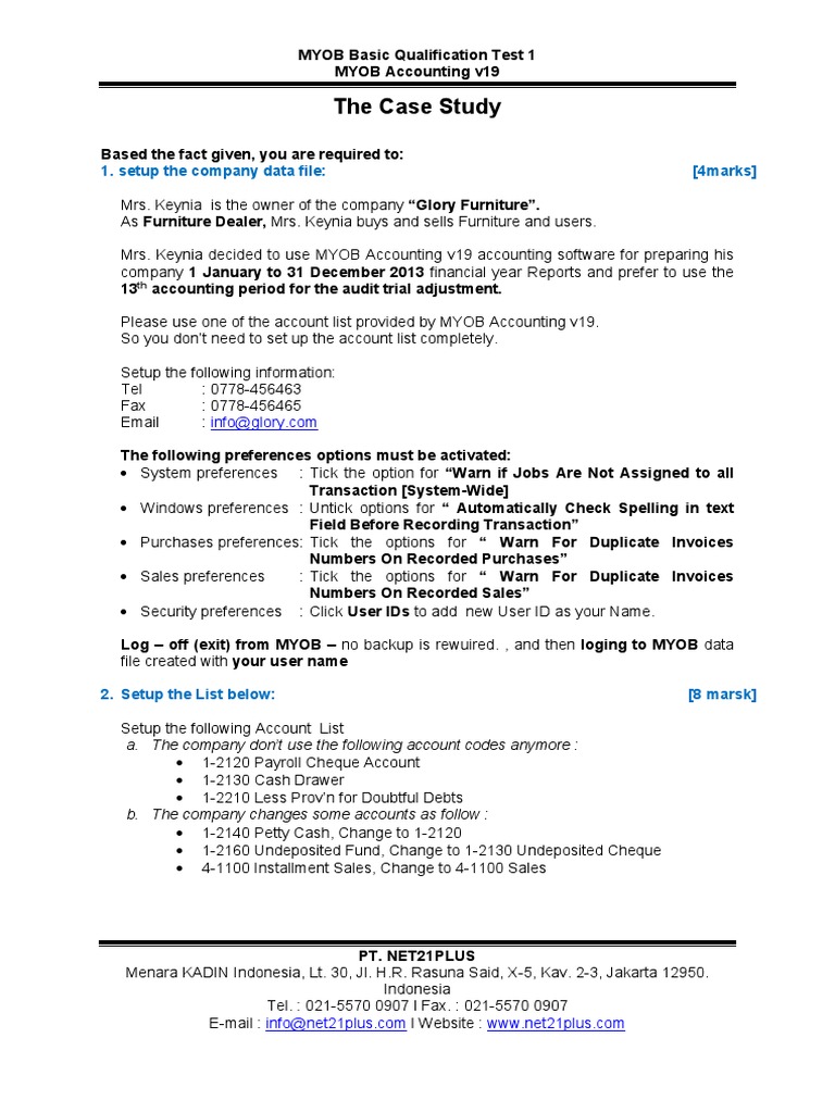 1 MYOB Basic Qualification Test 1 Glory F | PDF | Transaction Account ...