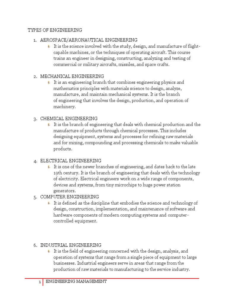 Types of Engineering 1. Aerospace/Aeronautical Engineering | PDF ...