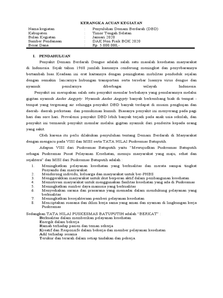 TOR Sos DBD | PDF | Pengembangan Diri | Kesehatan Holistik