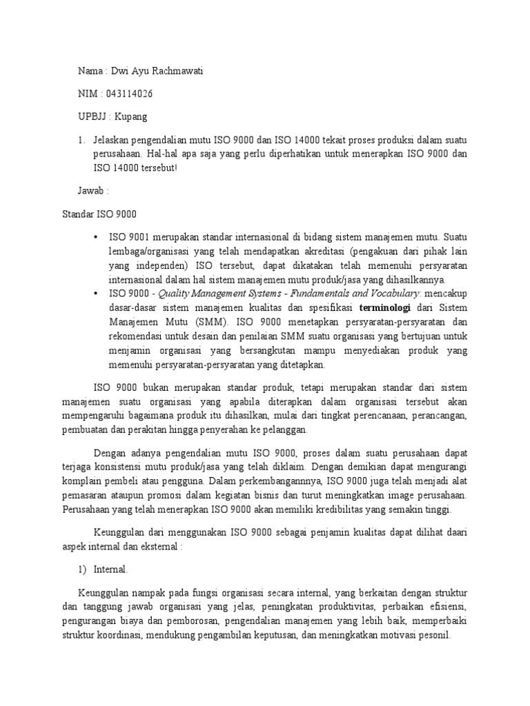 ISO 9000 Dan ISO 4000 | PDF