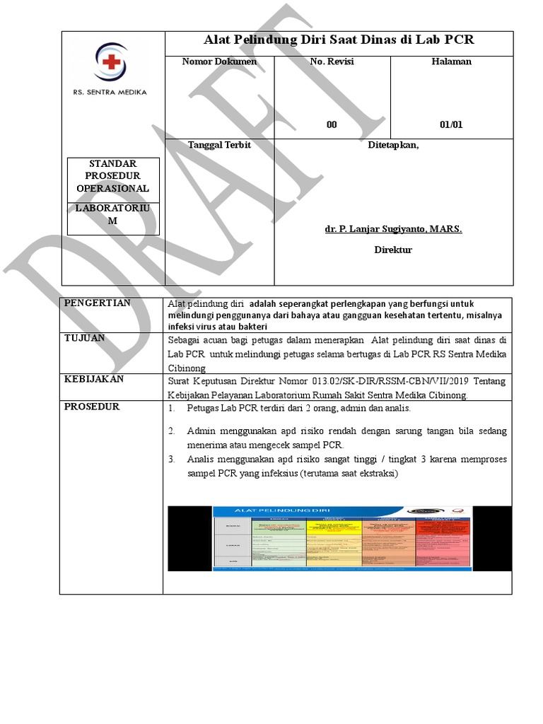 SOP APD Saat Dinas Di Lab PCR (Rev Reny) | PDF