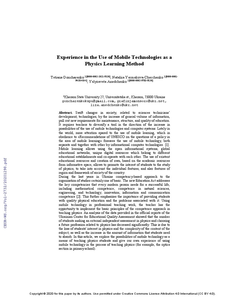 Experience in The Use of Mobile Technologies As A | PDF | Optics ...
