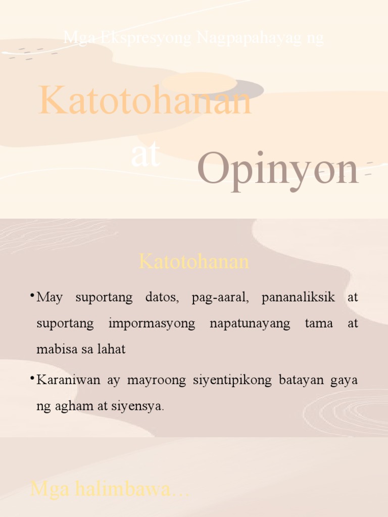 Katotohanan at Opinyon | PDF