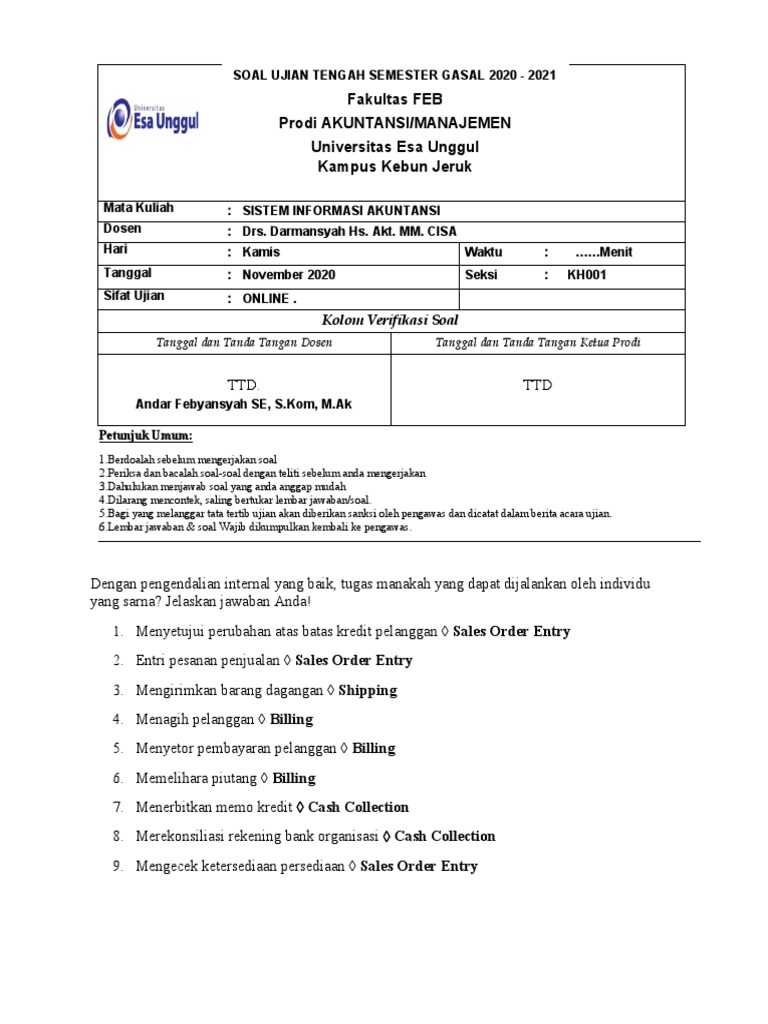 UTS SIA Mira Mardiyanti 20190102168 | PDF