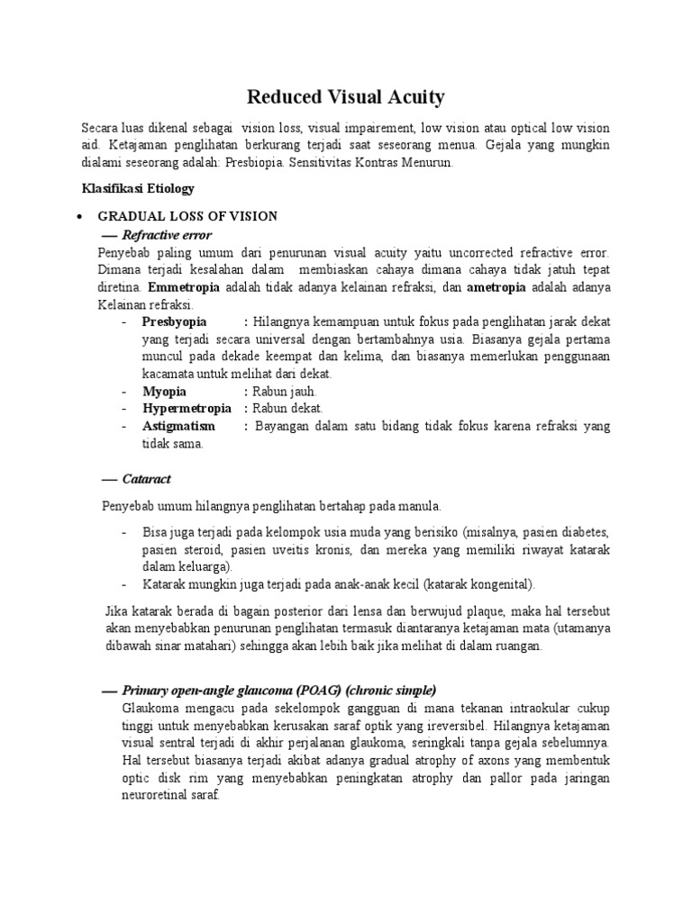 Reduced Visual Acuity | PDF