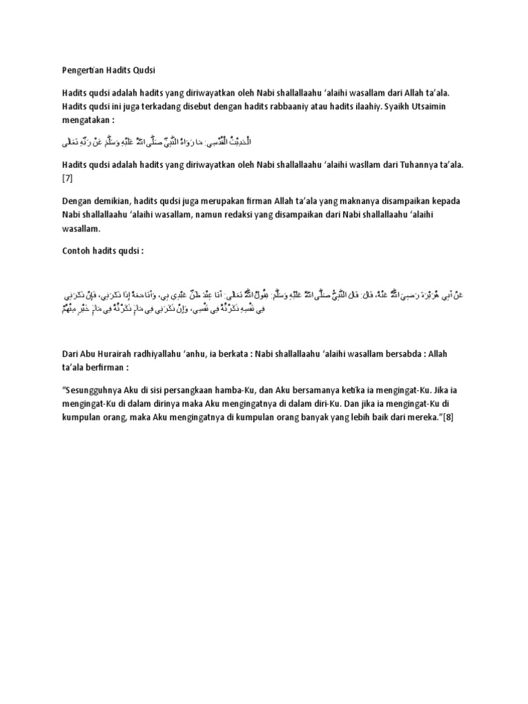 Pengertian dan Contoh Hadits Qudsi | PDF