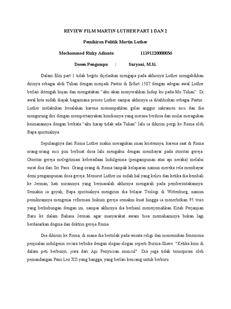 Review Film Martin Luther: Part 1 & 2 | PDF | Politik | Agama ...