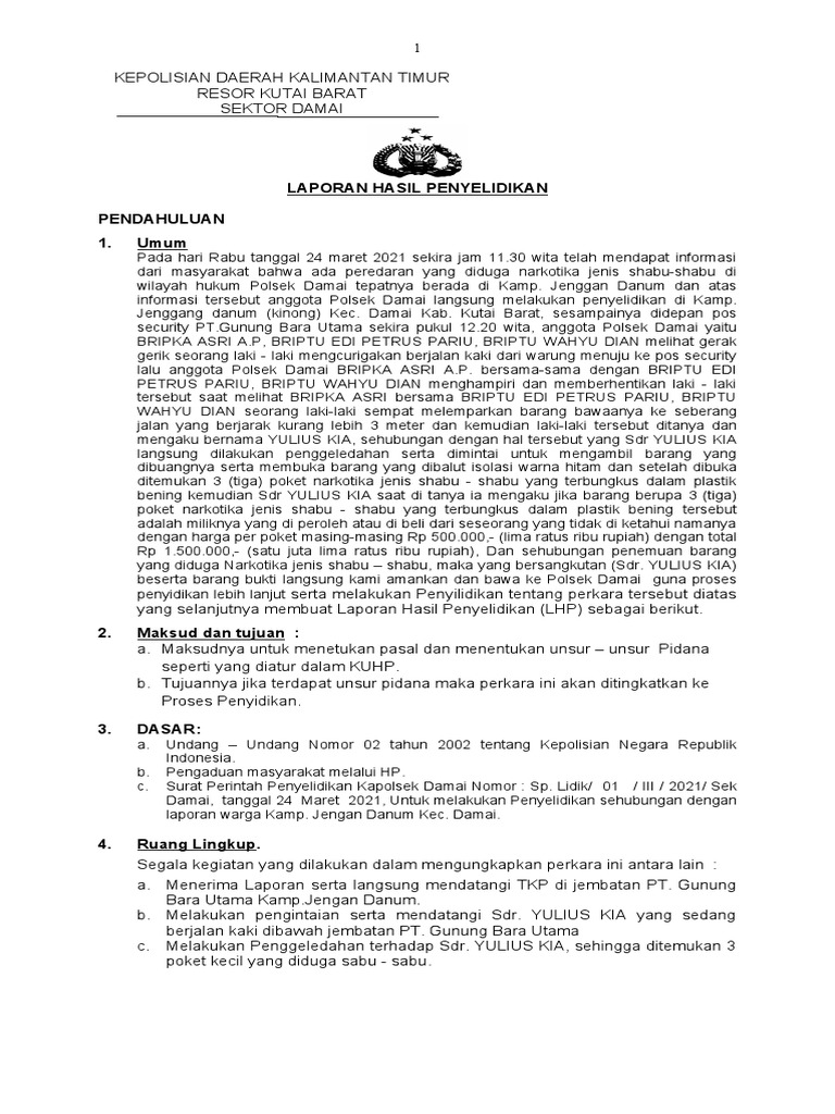 Laporan Hasil Penyelidikan (LHP) 2020 | PDF