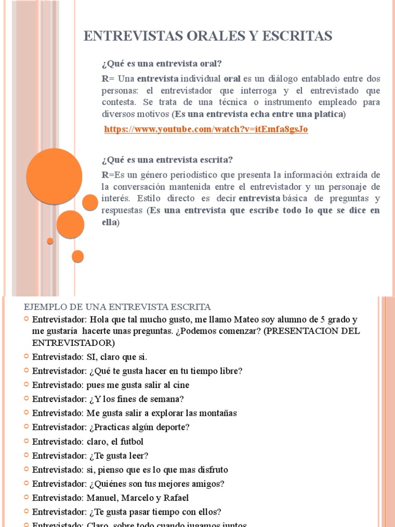 Entrevistas Orales y Escritas | PDF