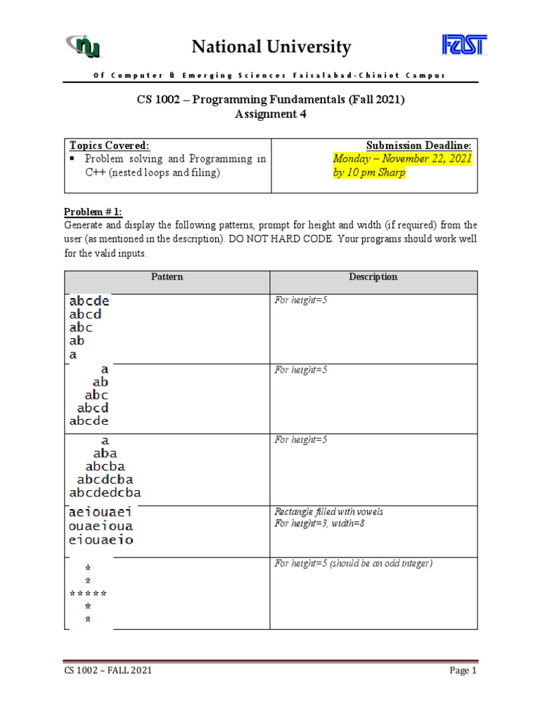 Programming Fundamentals Assignment 04 Pdf Computer File Text File