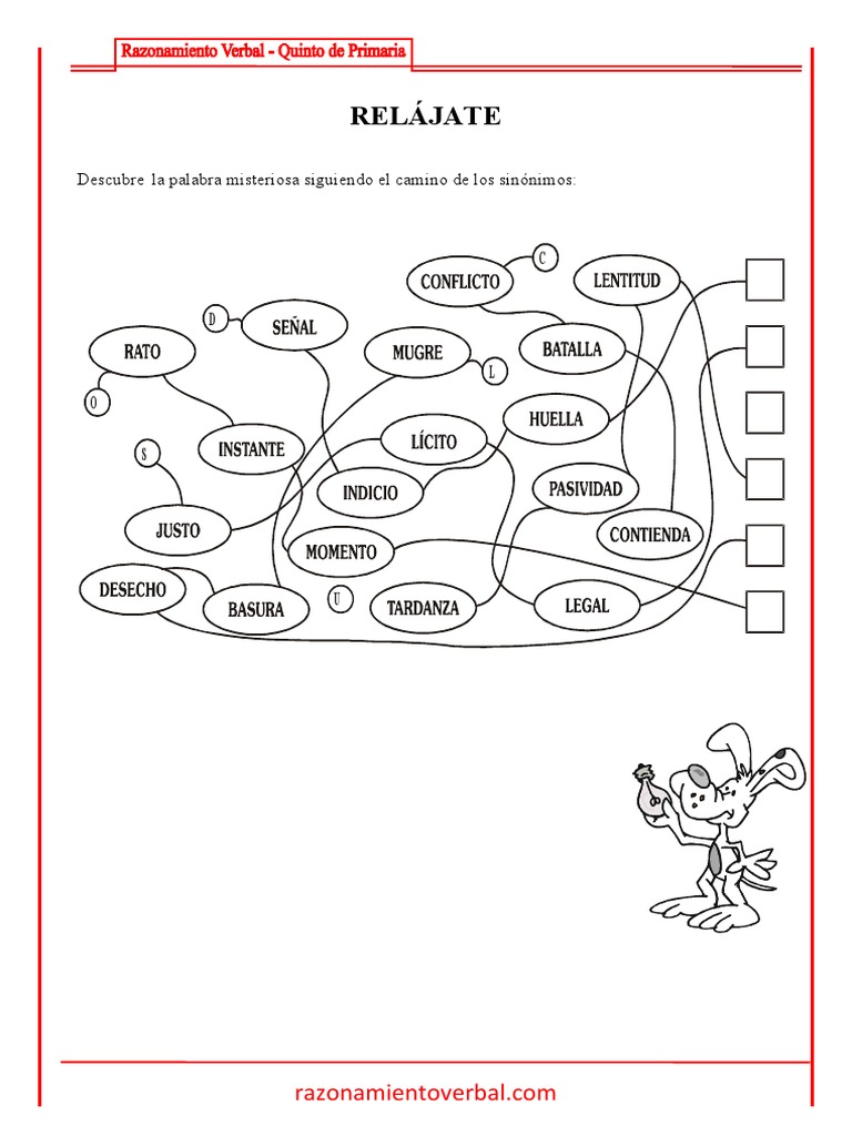 Descubre la palabra misteriosa siguiendo el camino de los sinónimos | PDF