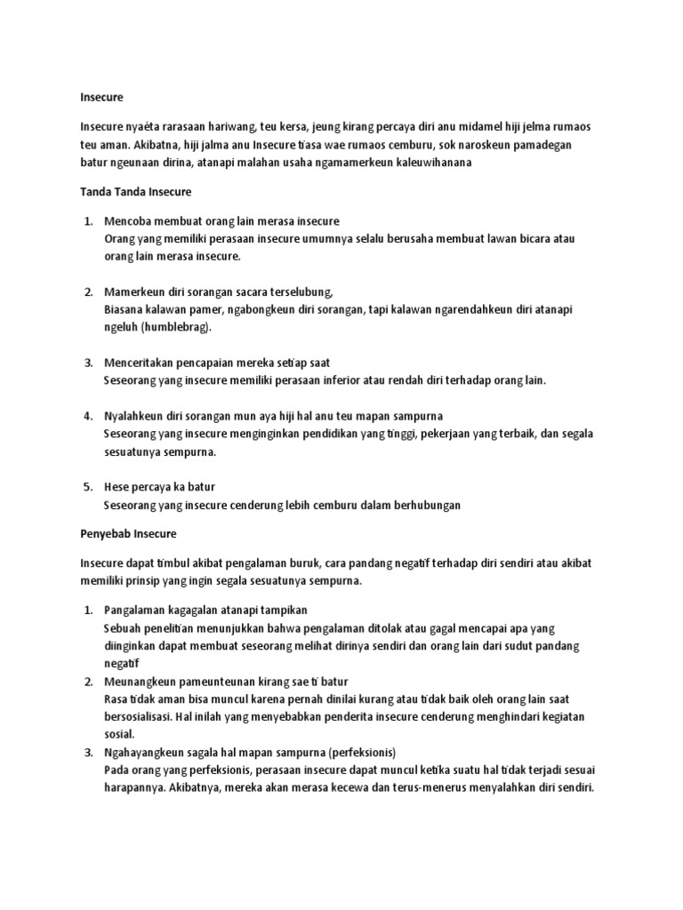 Materi Insecure Dan Kecemasan | PDF