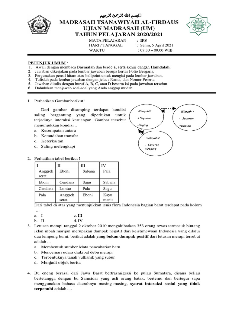 Revisi. Naskah Soal Um Ips (Daring) | PDF | Ilmu Sosial | Perjalanan