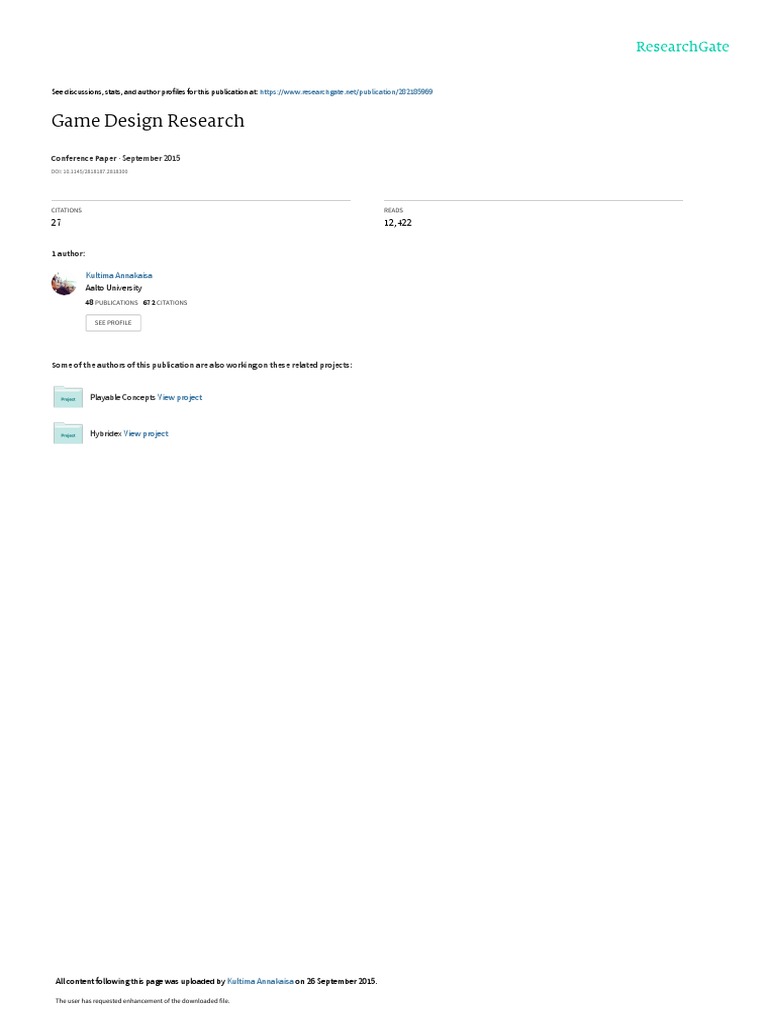 Game Design Research | Download Free PDF | Design | Interdisciplinarity