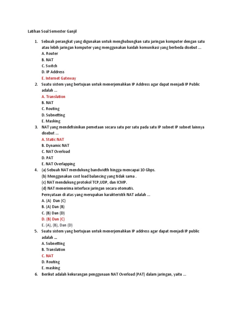 Latihan Soal Semester Ganjil | PDF
