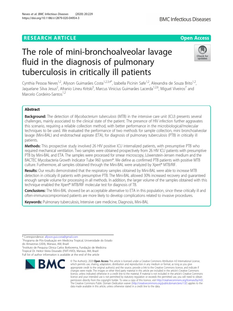 The Role of Mini Bronchoalveolar Lavage Fluid in The Diagnosis of | PDF ...