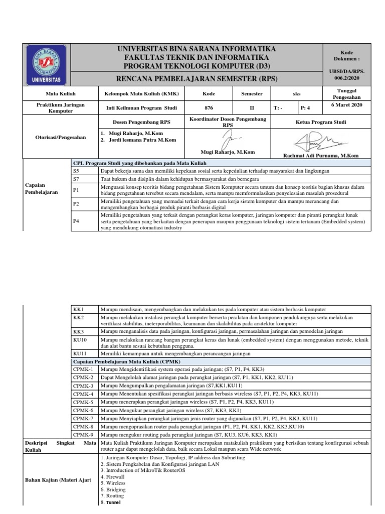 RPS Praktikum Jaringan Komputer OBE | PDF