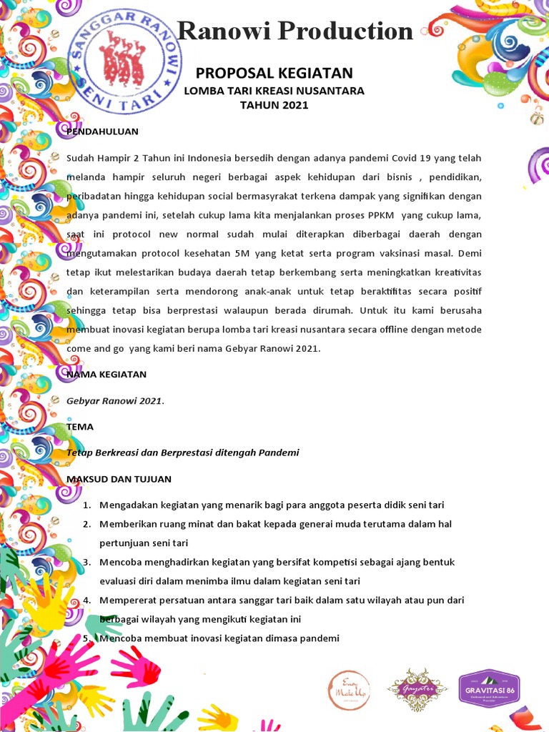 PROPOSAL KEGIATAN Gebyar Ranowi 2021 | PDF