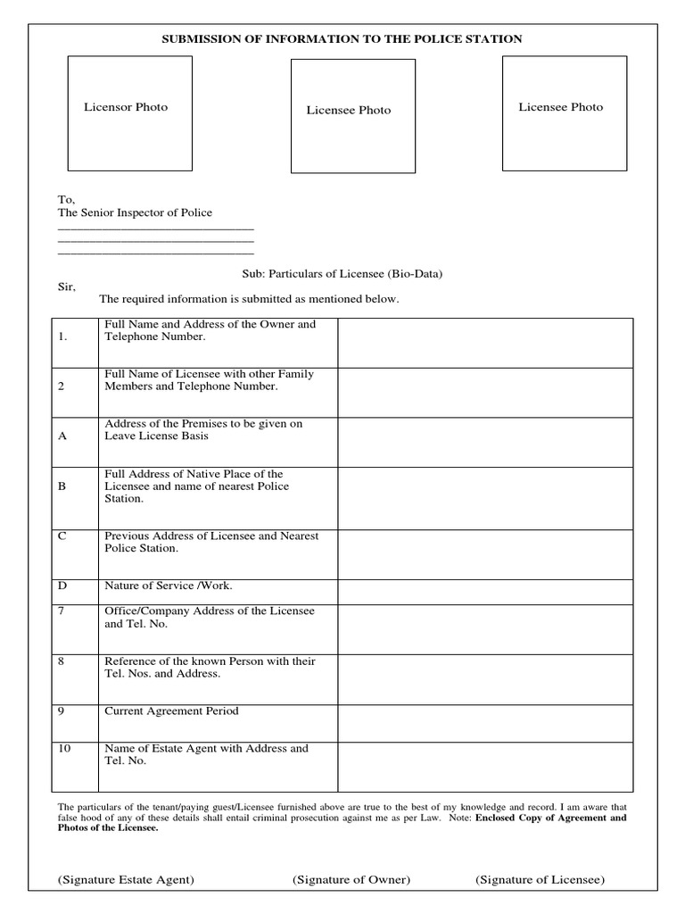 Police Station Form | PDF | Finance & Money Management | Social Science