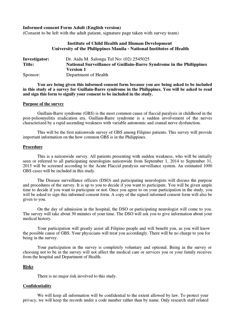 Consent To Be Left With The Adult Patient, Signature Page Taken With ...