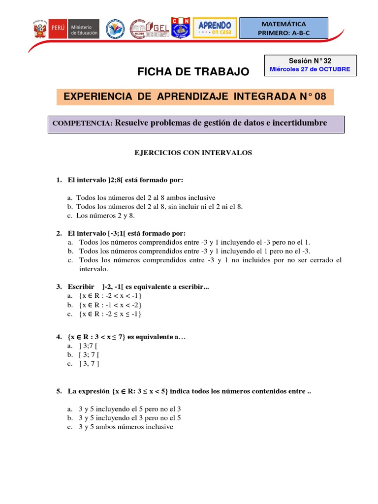 Ejercicios Con Intervalos | PDF | Intervalo (Matemáticas)