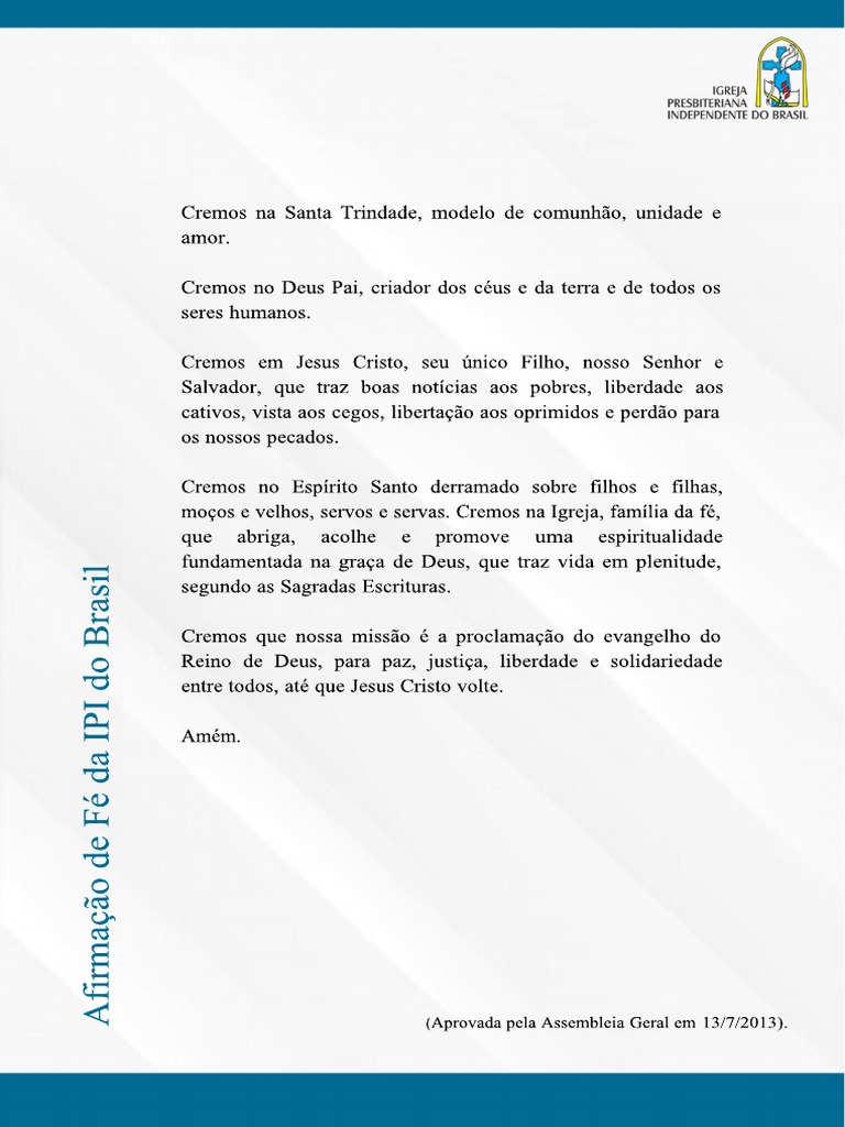 Afirmacao de Fe Da IPIB | PDF