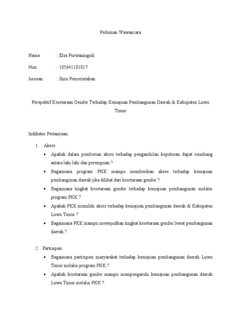 Contoh Pedoman Wawancara | PDF