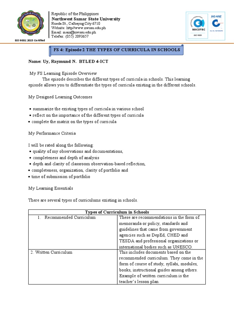 FS 4 Episode 2 | PDF | Curriculum | Learning