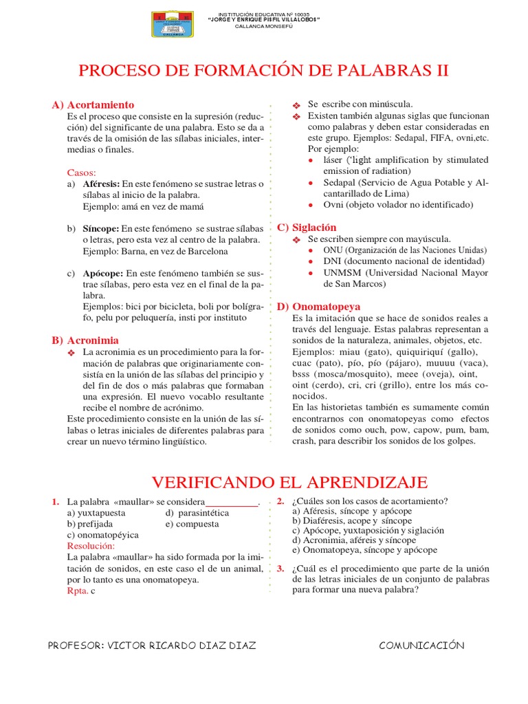 Procesos de Formacion de Palabras II | PDF | Lingüística