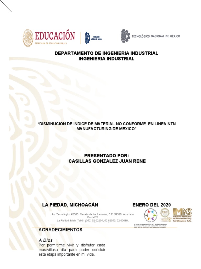 Disminucion de Indice de Material No Conforme en Linea NTN Final MK1 | PDF | Six Sigma | Business