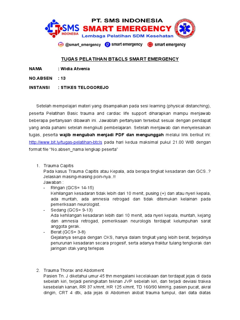 Tugas Ke-2 BTCLS Smart Emergency | PDF | Kesehatan Holistik | Teknologi ...