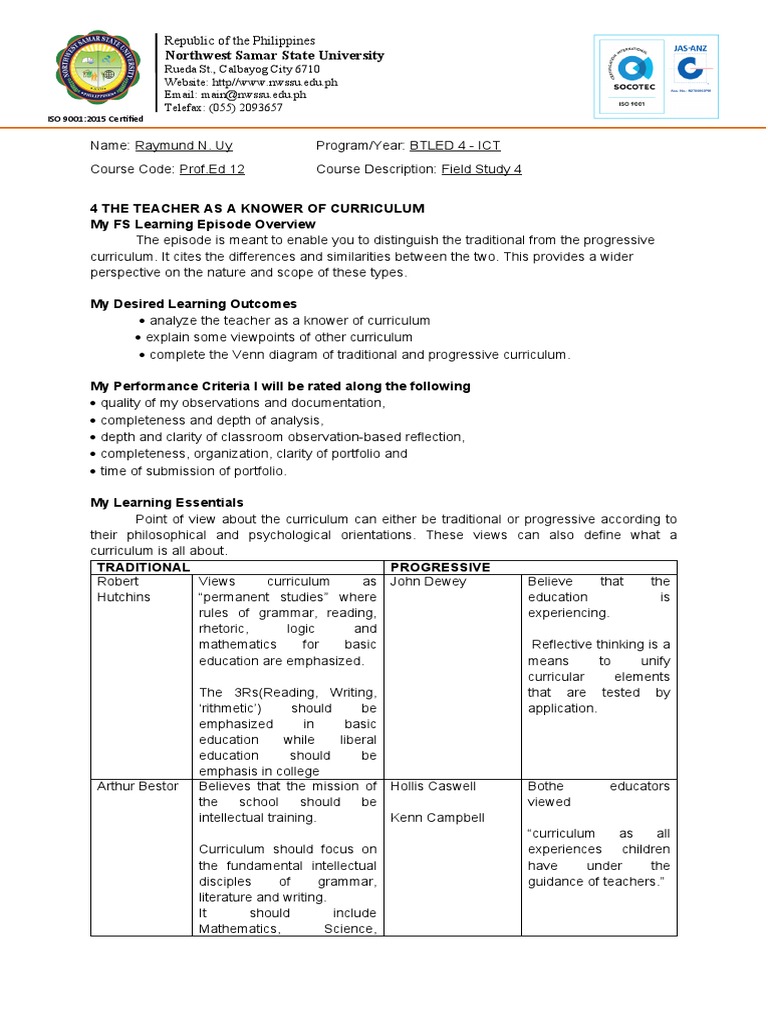 Raymund Uy - FS 4 Episode 4 | PDF | Curriculum | Teachers